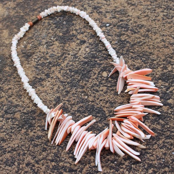 Jewelry | 525 Pink Peach Shell Necklace Vsco Beachy | Poshmark
